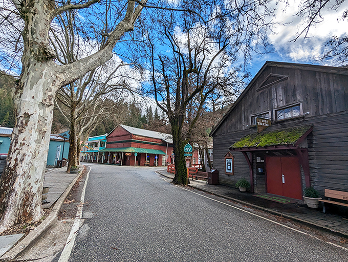 The Yuba Theatre stands ready for showtime on a quiet street where entertainment doesn't require subscription fees or buffering.