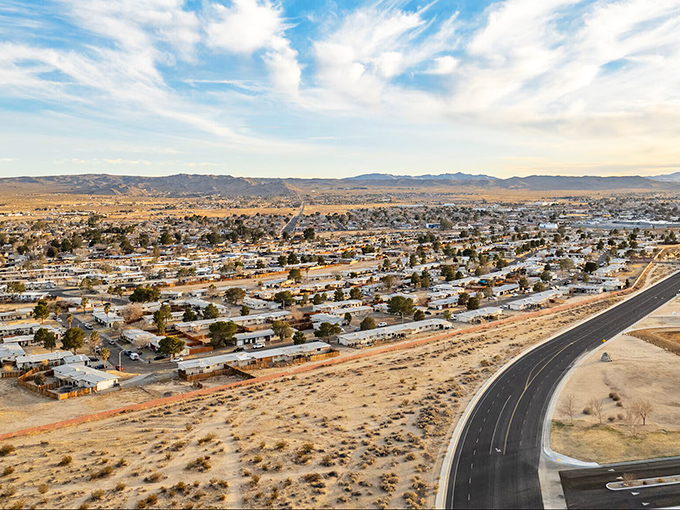 From above, Ridgecrest reveals its perfect grid of affordable living, where desert meets civilization in a harmonious compromise of human and nature.