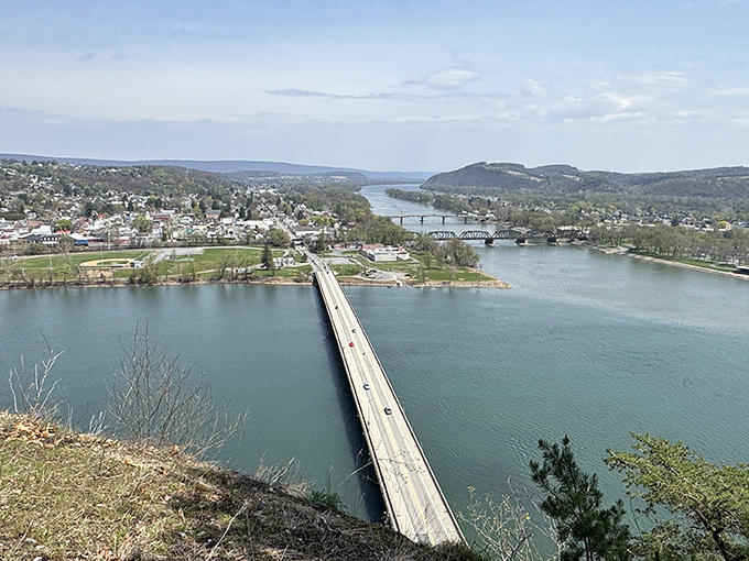 From this eagle-eye perspective, the confluence of two mighty branches of the Susquehanna reveals nature's perfect geometry.