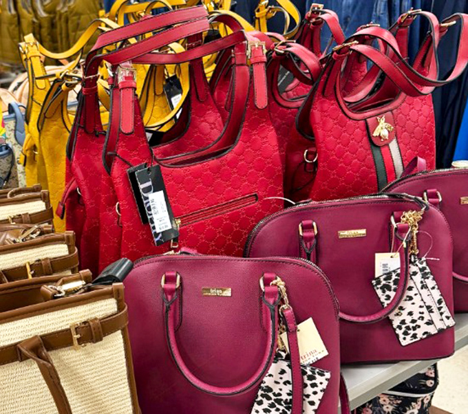 Designer-inspired handbags in vibrant reds and pinks &ndash; the ultimate "no one will ever know how little you paid" accessories.