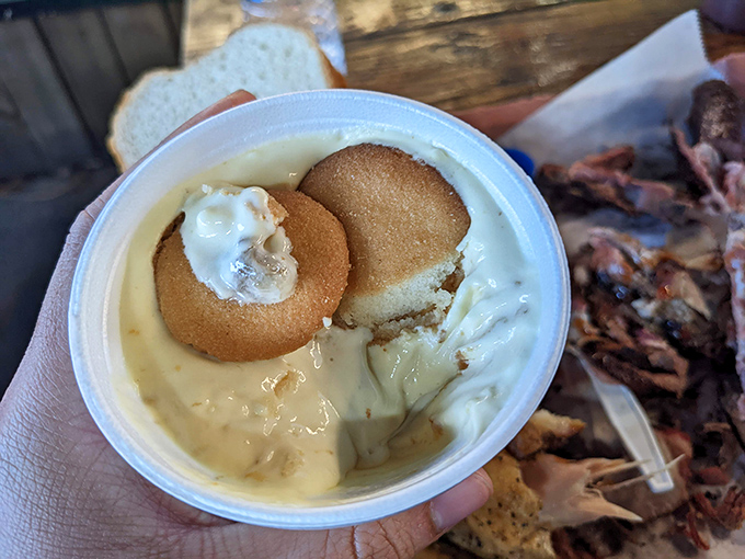 Banana pudding &ndash; the sweet, creamy period at the end of barbecue's most perfect sentence, with vanilla wafers that somehow stayed crisp against all odds.