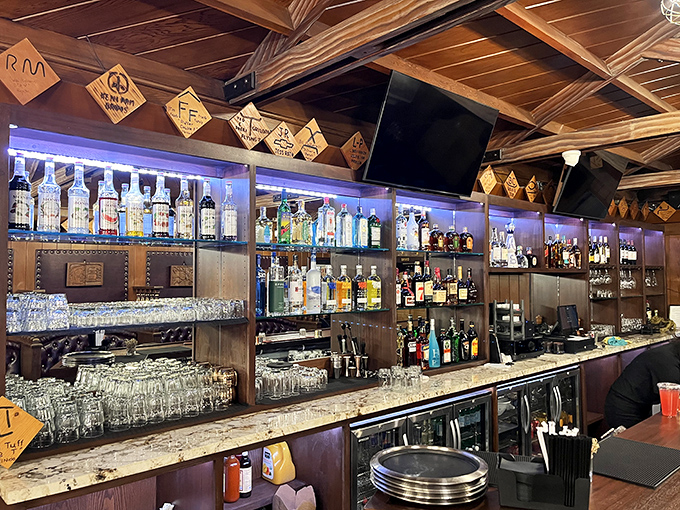 The bar stands ready for margarita emergencies and casual conversations alike.