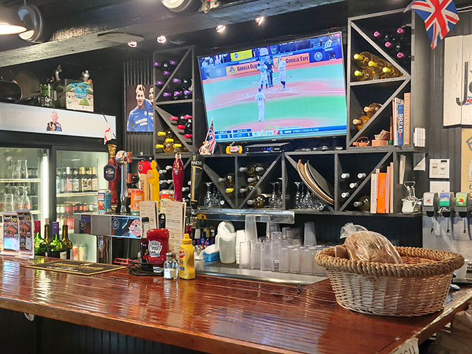 The bar isn't just serving drinks&mdash;it's dispensing liquid authenticity with British beers on tap and football (not the American kind) on the telly.