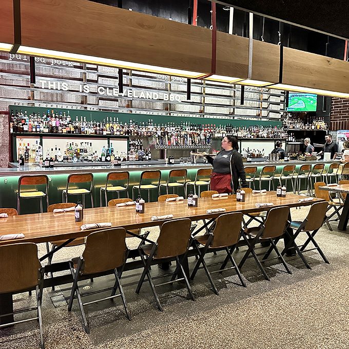 The bar at Mabel's isn't just a place to drink&mdash;it's command central for serious meat enthusiasts planning their barbecue strategy.