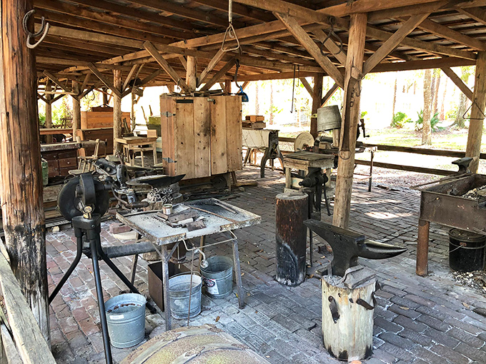 The blacksmith's workshop, where metal met fire and muscle, created everything from horseshoes to hardware long before "artisanal" became a marketing buzzword.