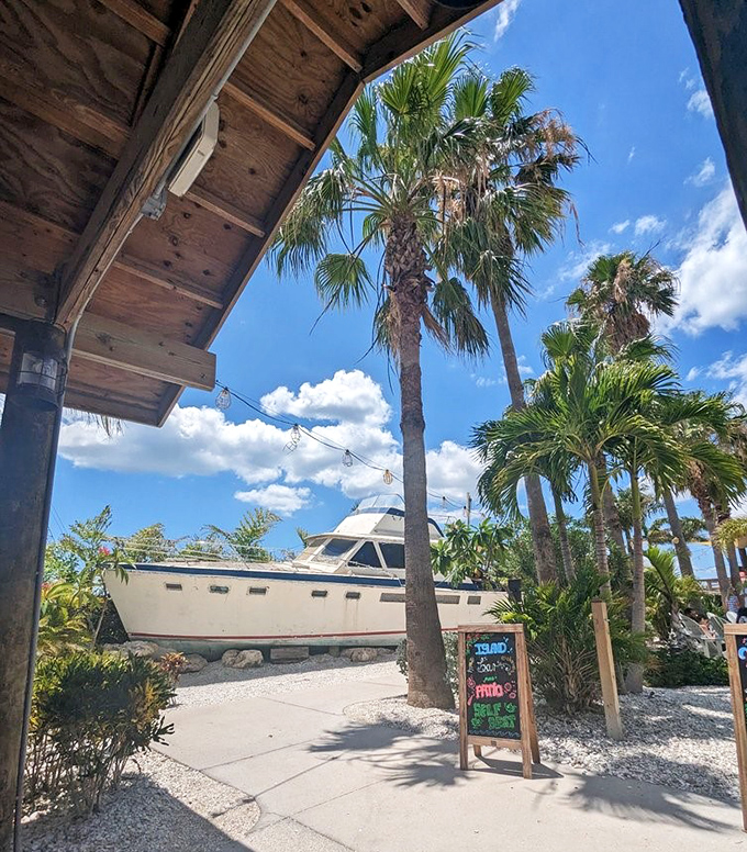 Where a landlocked boat makes perfect sense&mdash;you're already surrounded by water, might as well embrace the nautical theme all the way.