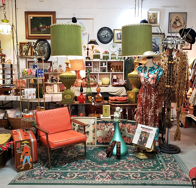 Vintage furniture vignettes creating perfect room scenes that interior designers would kill to recreate.