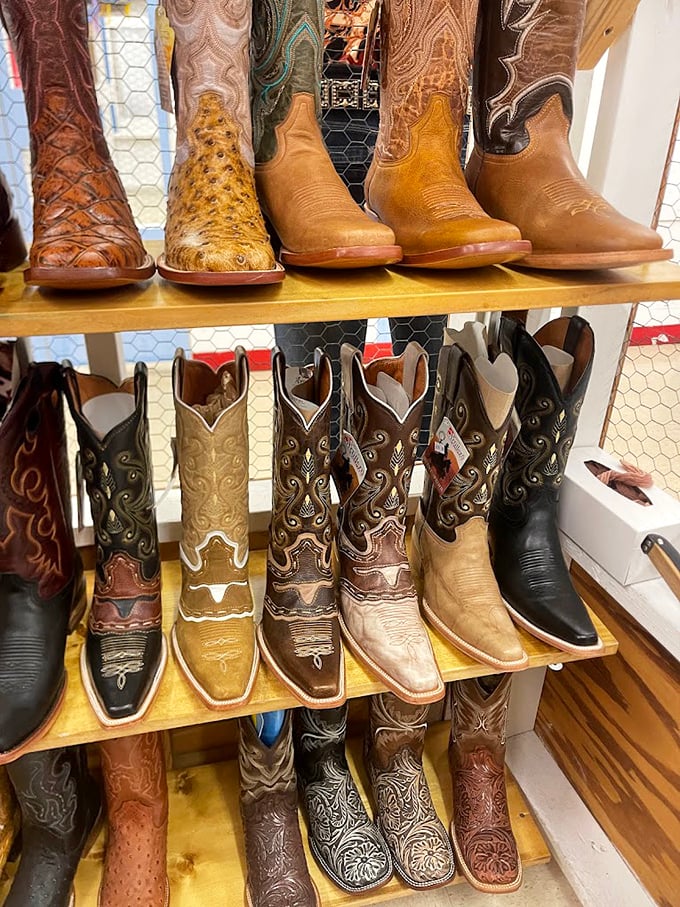 These boots were made for gawking! Handcrafted leather cowboy boots showcase the artistry that makes Western wear an American icon.