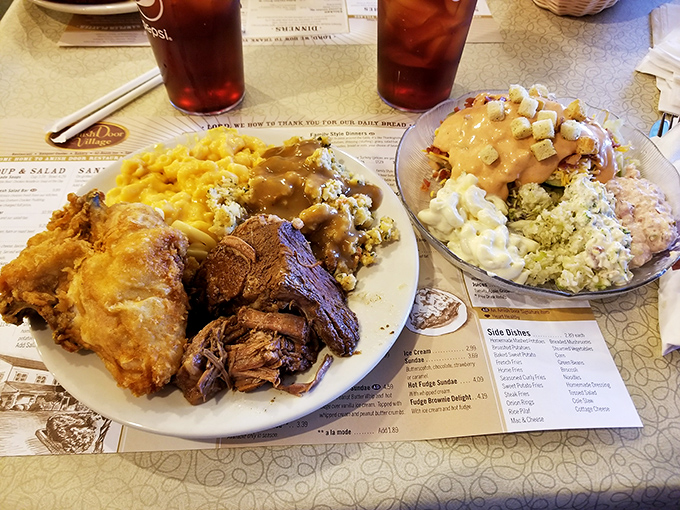 The buffet plate that explains why elastic waistbands were invented. This isn't just lunch&mdash;it's an expedition across flavor country with multiple passport stamps.