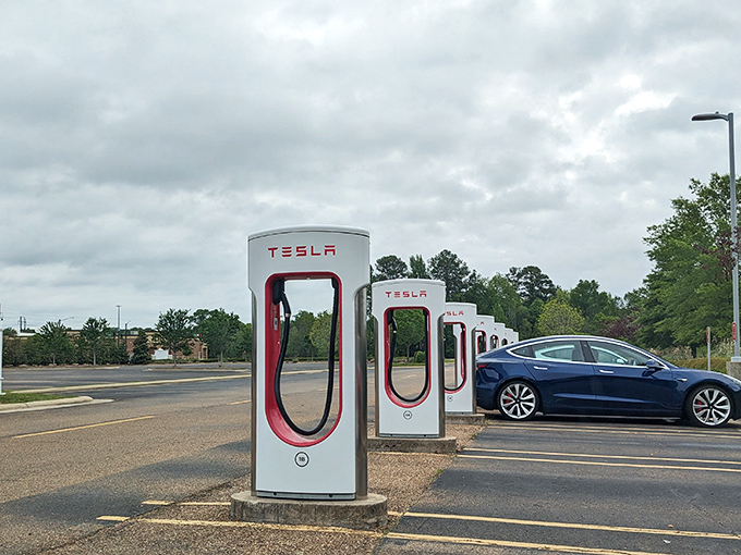 Forward-thinking amenities include Tesla charging stations&mdash;shop for the future while your car prepares for the drive home.