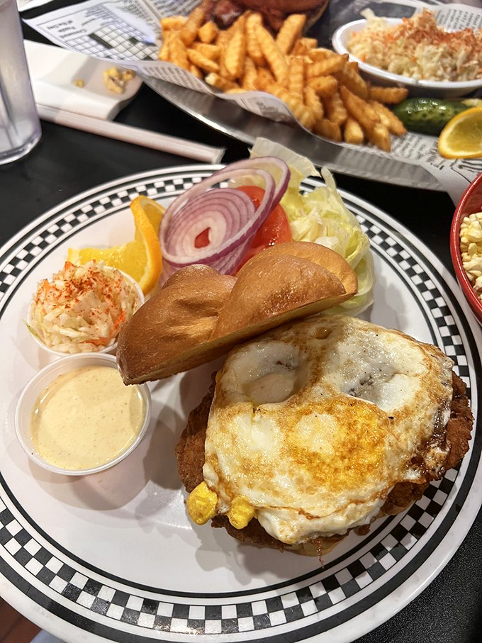 This isn't just a chicken sandwich&mdash;it's what happens when breakfast and lunch decide to throw a party and invite an egg as the guest of honor.