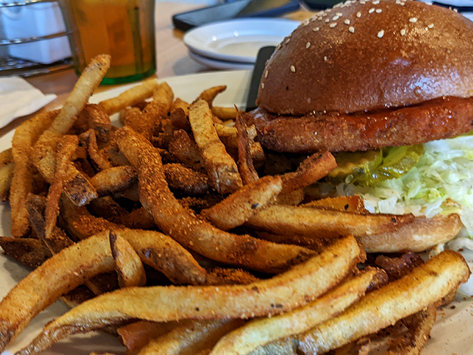 The perfect ratio of fries to burger&mdash;mathematically proven to maximize happiness. That sesame seed bun deserves its own fan club.
