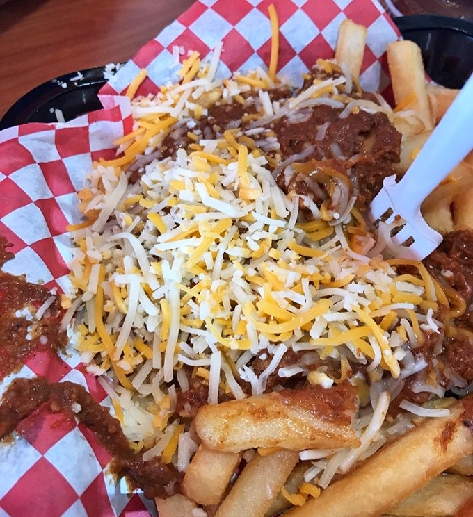 Chili cheese fries that require both a fork and a moment of silent appreciation&mdash;a beautiful mess worth every napkin.