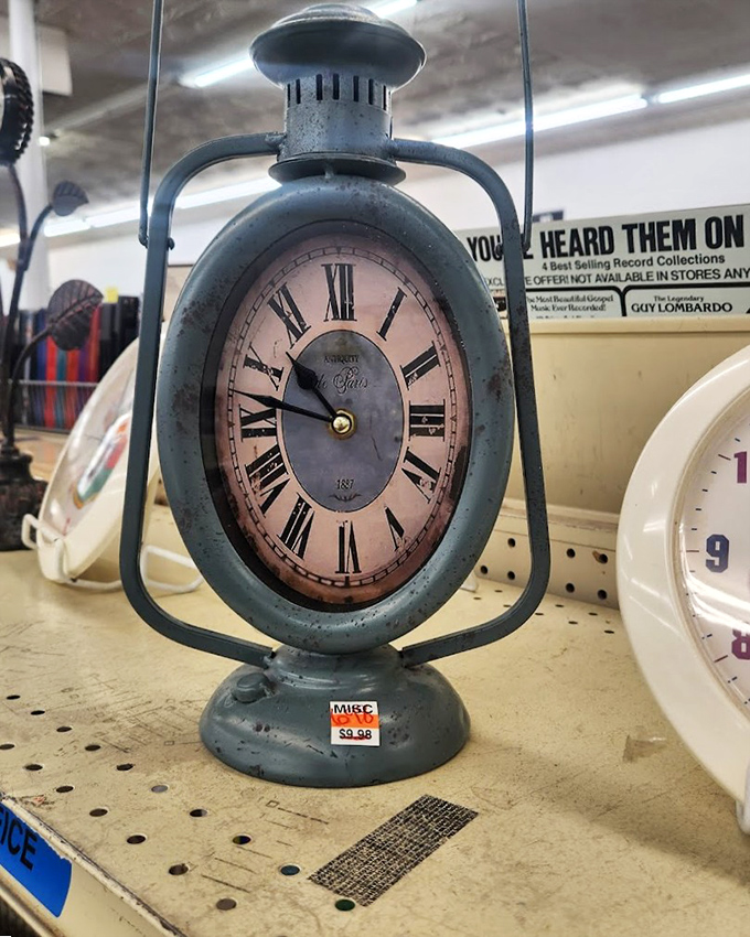 Time literally stands still at $3.98. This vintage-style clock has been marking minutes for someone else's life and is ready to count the hours in yours.