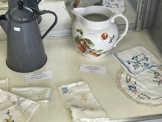 A coffee pot and pitcher duo that could tell tales of countless morning rituals and Sunday dinners.