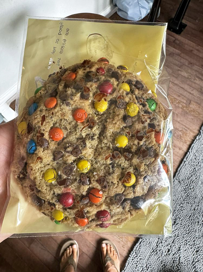 This isn't just a cookie&mdash;it's a handheld celebration studded with M&Ms that brings out the kid in everyone who takes a bite.