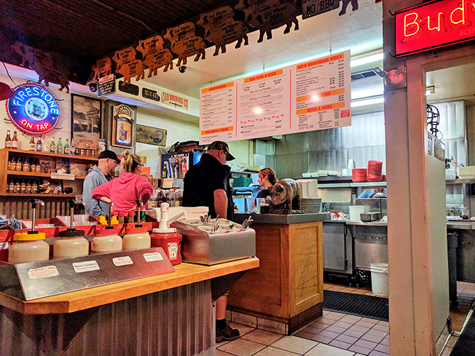 Where the magic happens. The counter at Mo's is like watching the backstage of a rock concert &ndash; except instead of guitars, they're wielding smokers and sauce mops.