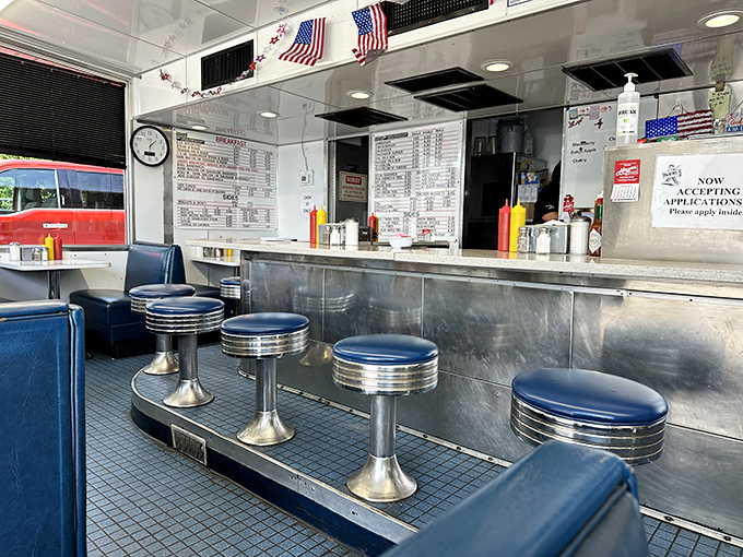 The counter view&mdash;where regulars claim their territory and newcomers become converts to the Church of the Perfect Burger and Holy Chili.