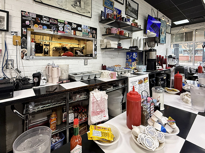 Behind every great diner is an organized chaos of condiments, coffee supplies, and the tools of breakfast wizardry.