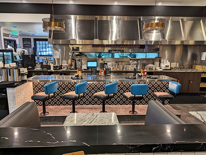 Counter seating that invites lingering conversations and second cups of that perfectly brewed coffee.