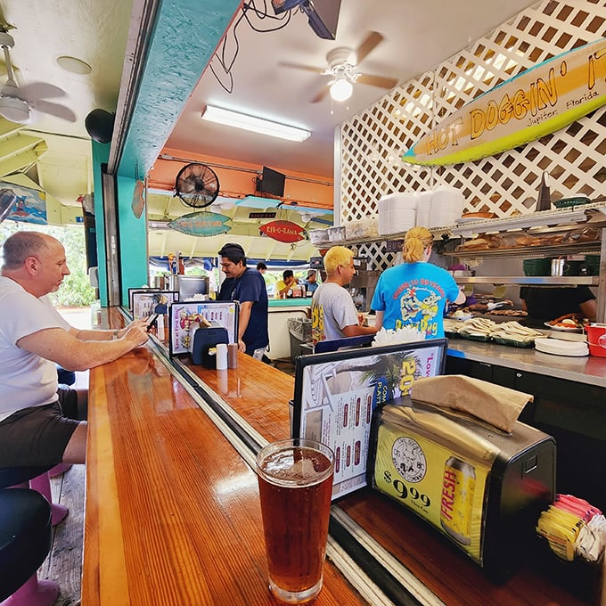 The counter seating offers dinner and a show&mdash;watch culinary magic happen while sipping something cold and plotting which menu item to try next.