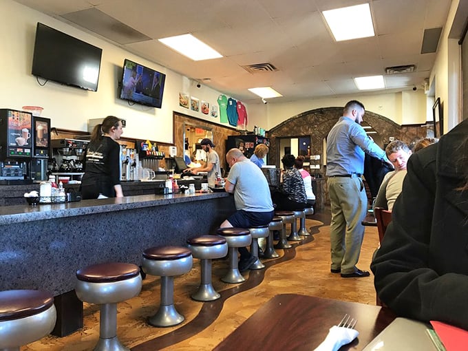 The counter seating area &ndash; where regulars become family and first-timers become regulars. The heart of any great diner is this sacred space.