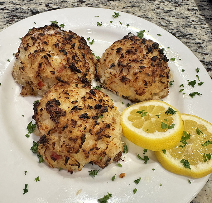 Maryland crab cakes that don't skimp on the crab&mdash;a refreshing concept in a world where "crab cake" often means "breadcrumb patty with crab rumors."