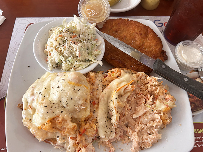 Crab melt that elevates the humble sandwich into something approaching fine dining without the pretentious attitude or inflated pricing.