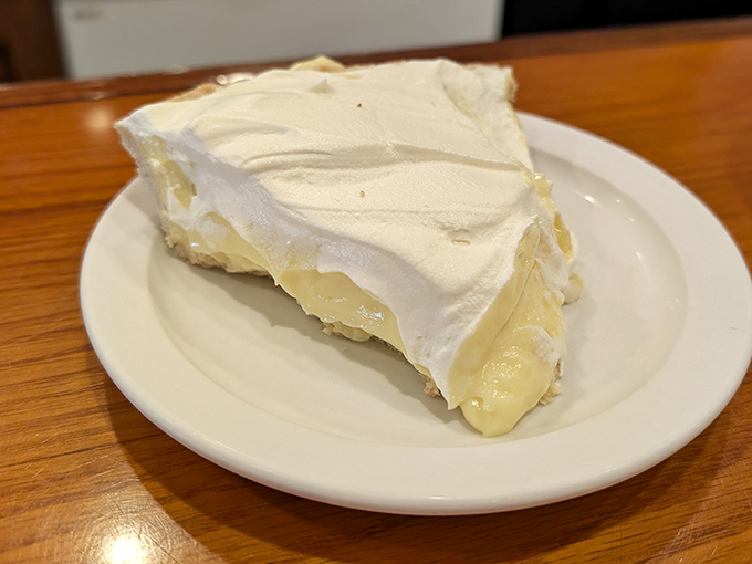 Cream pie that makes time stand still. That cloud-like meringue floating above silky custard is the finale your taste buds have been waiting for.