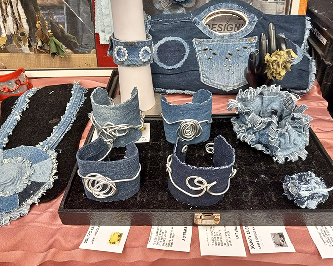 Denim reborn as wearable art. These handcrafted cuffs prove that good jeans, like good genes, never really go out of style.