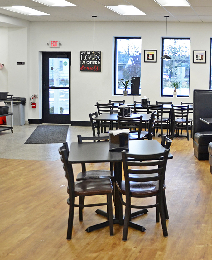 Clean, bright, and welcoming&mdash;the dining area invites you to sit and savor rather than rush away with your precious cargo.