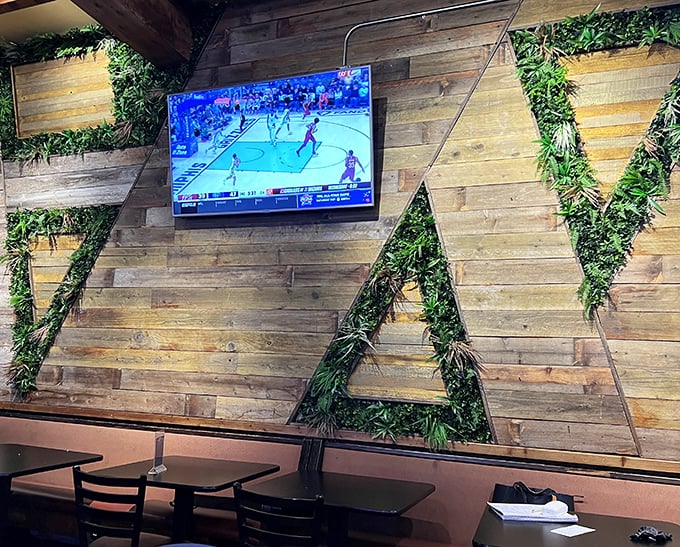 A dining room that feels like home, if home served the best barbecue imaginable.