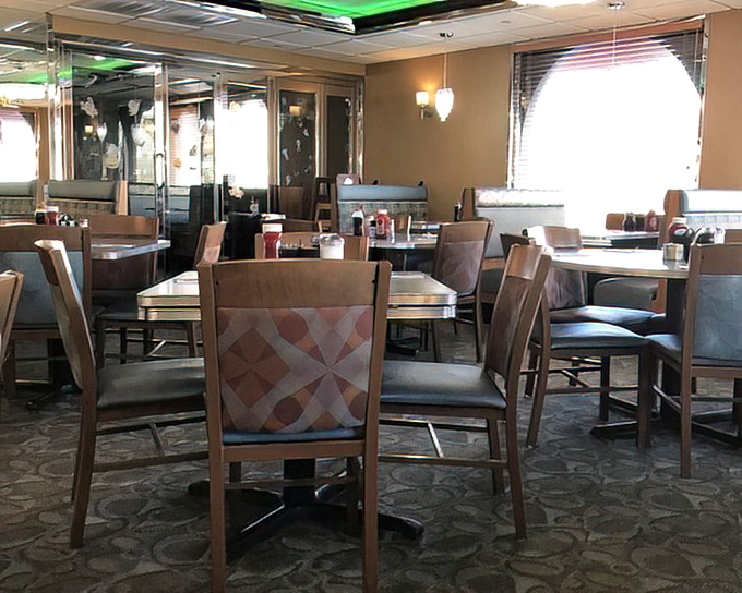 The dining area's warm lighting and comfortable seating invite you to linger over that second cup of coffee and maybe split a dessert.