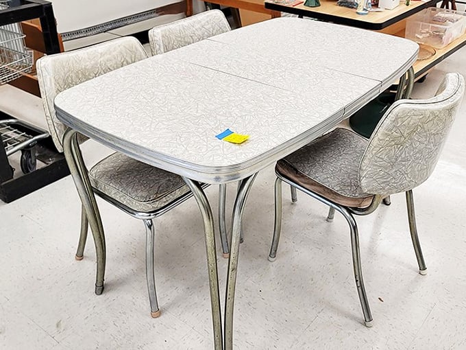 Vintage chrome dining sets like this one prove that style from any era beats overpriced modern furniture every single time.