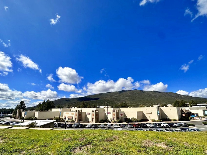 A panoramic view reveals how Viejas nestles into the dramatic mountain landscape. Shopping with a view – California really does have it all.