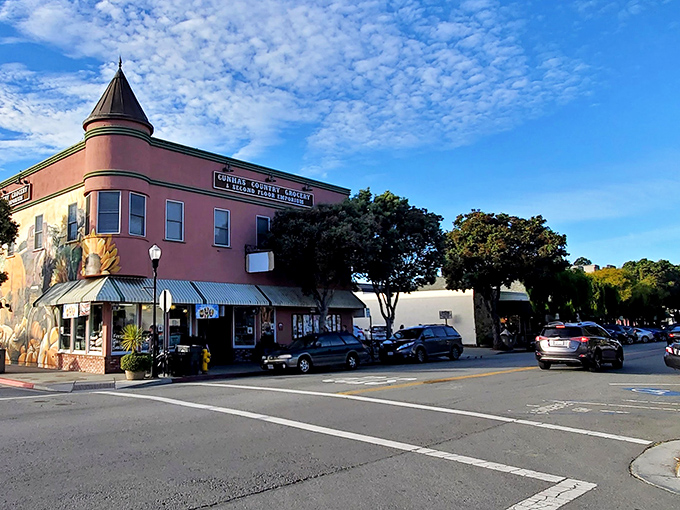 Corner classic: This pink architectural gem anchors downtown Half Moon Bay, standing proudly as if to say, "Yes, I was here long before your GPS was."