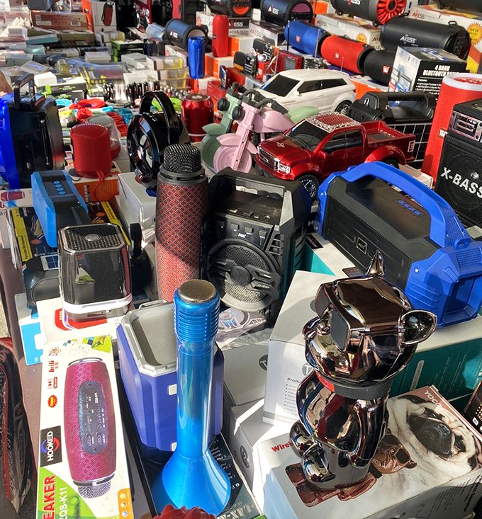 Electronic wonderland where yesterday's technology meets today's bargain hunters. That Bluetooth speaker might just be the life of your next party.