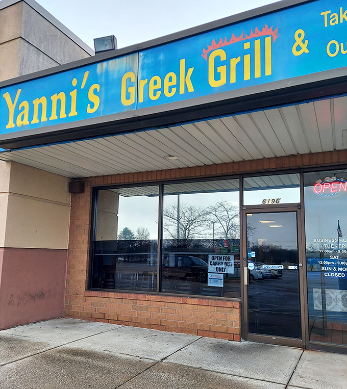 The unassuming entrance belies the flavor explosion waiting inside &ndash; proof that you should never judge a gyro by its cover.