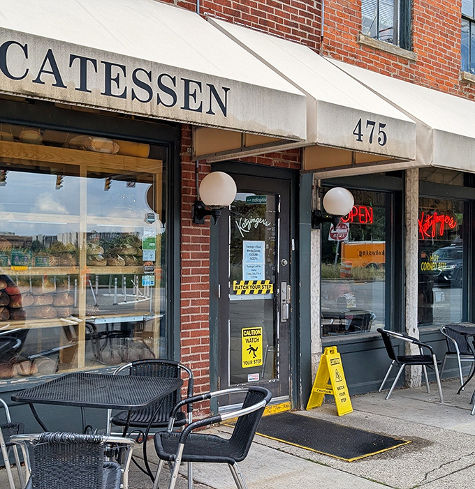 The entrance&mdash;where hungry people enter and happy people exit. Those globe lights have illuminated countless sandwich pilgrimages.