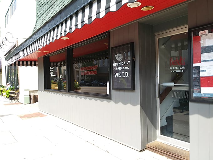 The welcoming storefront says "come in, get comfortable, leave happier than you arrived." The beginning of every great food adventure.
