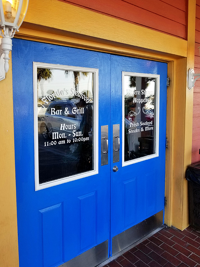Blue doors emblazoned with "Where Shrimp Happens" might be the most honest advertising in the restaurant business. Truer words were never painted.