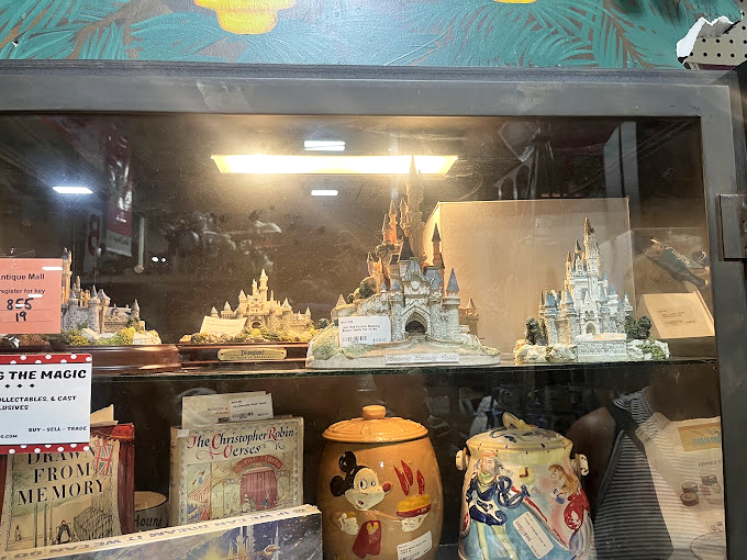 Miniature Disney castles under glass, preserved like fairy tale dreams. These detailed replicas capture the magic of childhood memories, protected from dust but not from wistful sighs.