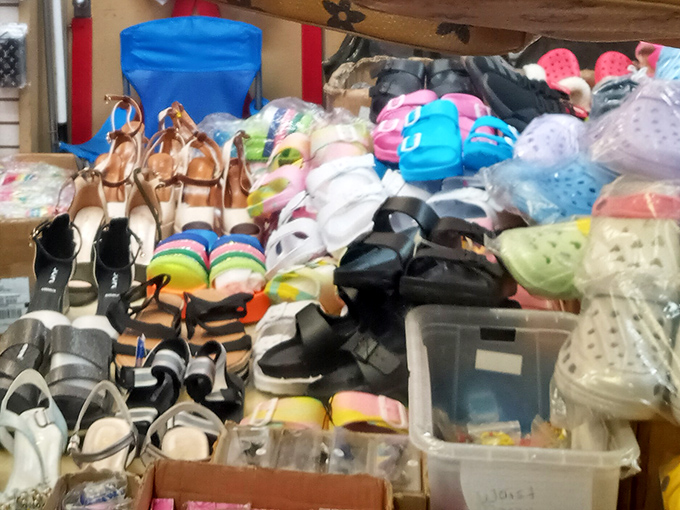 Footwear galore! From practical sandals to dressy heels, this collection proves that Cinderella could have saved time by shopping here.