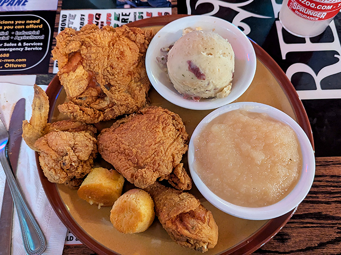 Fried chicken that makes you want to call your cardiologist—not out of concern, but to invite them to join you.