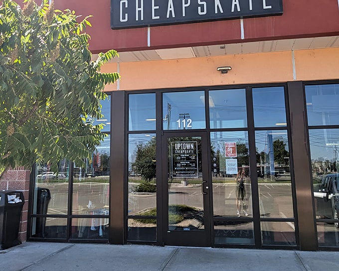 Clean lines and modern design make this entrance more "upscale boutique" than "thrift store." First impressions matter, even in secondhand shopping.