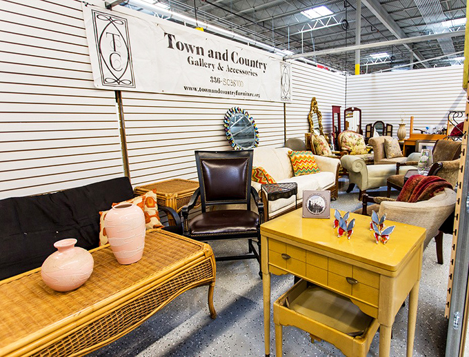 Town and Country's furniture display creates instant living room envy with its perfect blend of vintage charm and modern comfort.