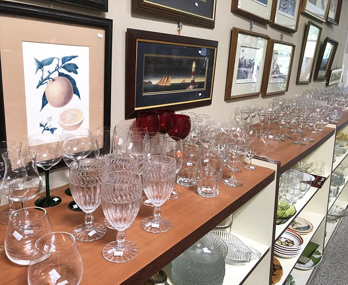 Crystal and glassware that would make your grandmother proud, displayed with the respect these heirloom-quality pieces deserve. 