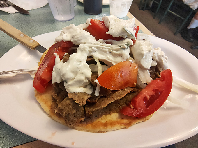A gyro plate that brings Mediterranean flair to Ohio – proof that good food knows no geographical boundaries.