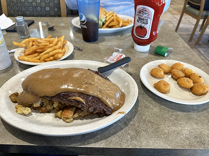 The hot beef platter&mdash;where gravy is not just an addition but a philosophy. Comfort food that hugs you from the inside out.