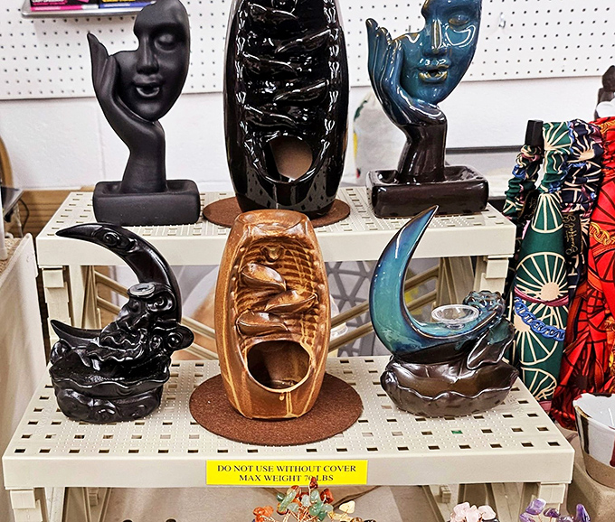 Incense burners and aromatic accessories, perfect for covering up that musty smell from your other vintage purchases.